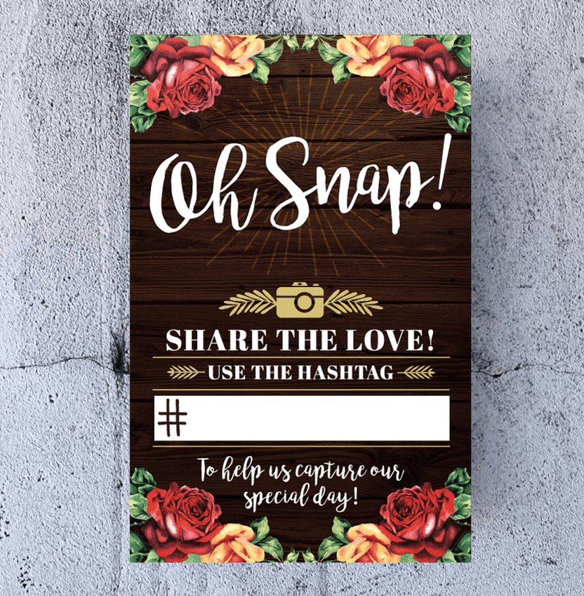 Wedding Hashtag Signs | Wedding Photo Booth Props | King Props